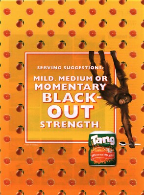 2001 VINTAGE PRINT AD - TANG DRINK MIX AD - ORANGE BLACK OUT STRENGTH ...