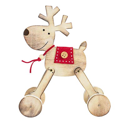 Wooden Reindeer On Wheels Christmas Decoration Heaven Sends | eBay UK