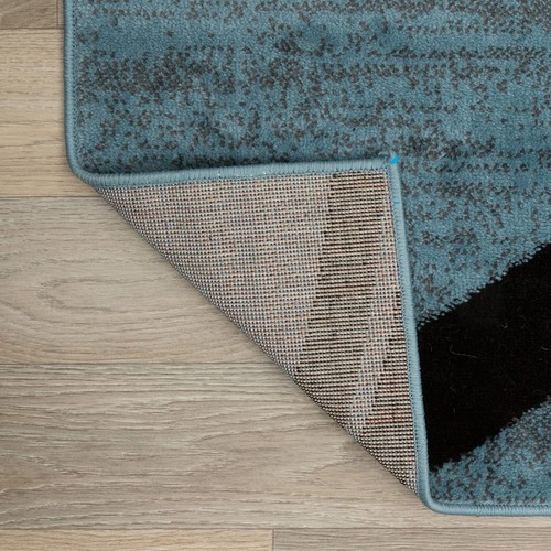 27 x 4 Blue Modern Accent Rug, Wavy Circles Design, Fade-Resistant ...