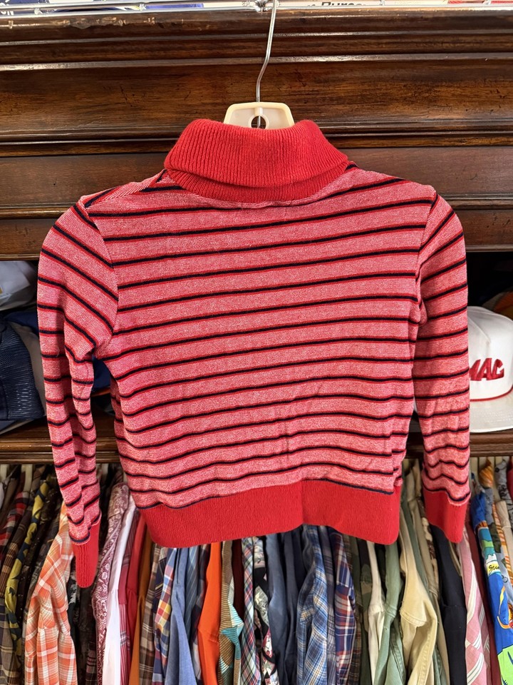 Vintage Arlene Girl Sweater Girls 10-12 Red Striped Mock Neck Pullover ...