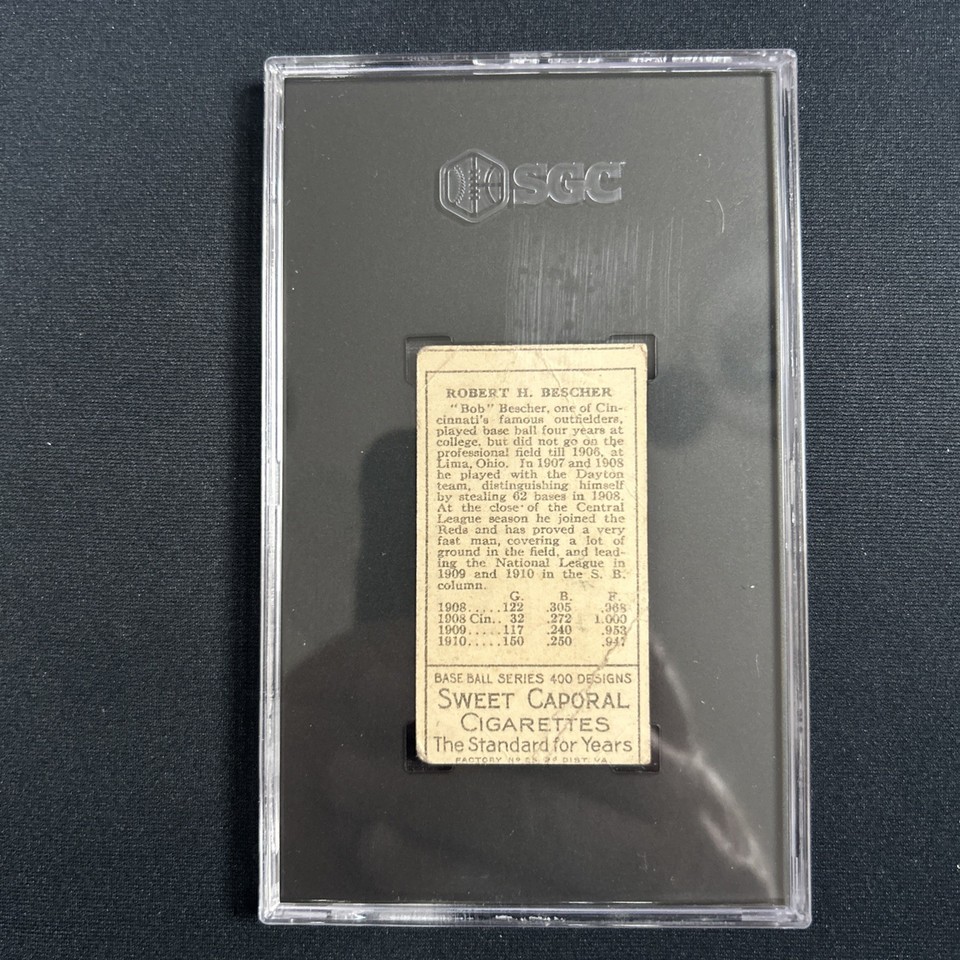 1911 T205 Piedmont Cigarette Bob Bescher Cincinnati Reds Authentic ...