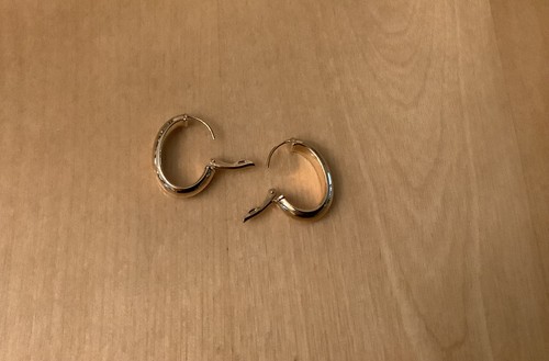 Womens DOMED OVAL Secure Hoop Earrings 14K Yellow Gold 5/8" ~ FREE SHIP ...