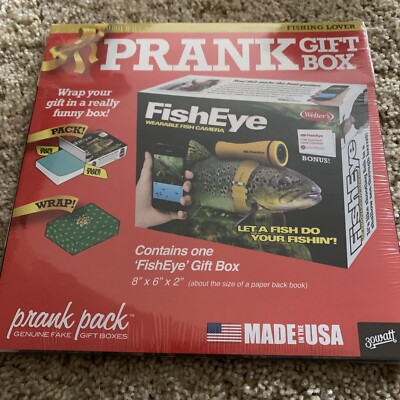 Prank Small FISHEYE 8x6x2 fake Gag Funny PARODY fishing Joke reel line ...