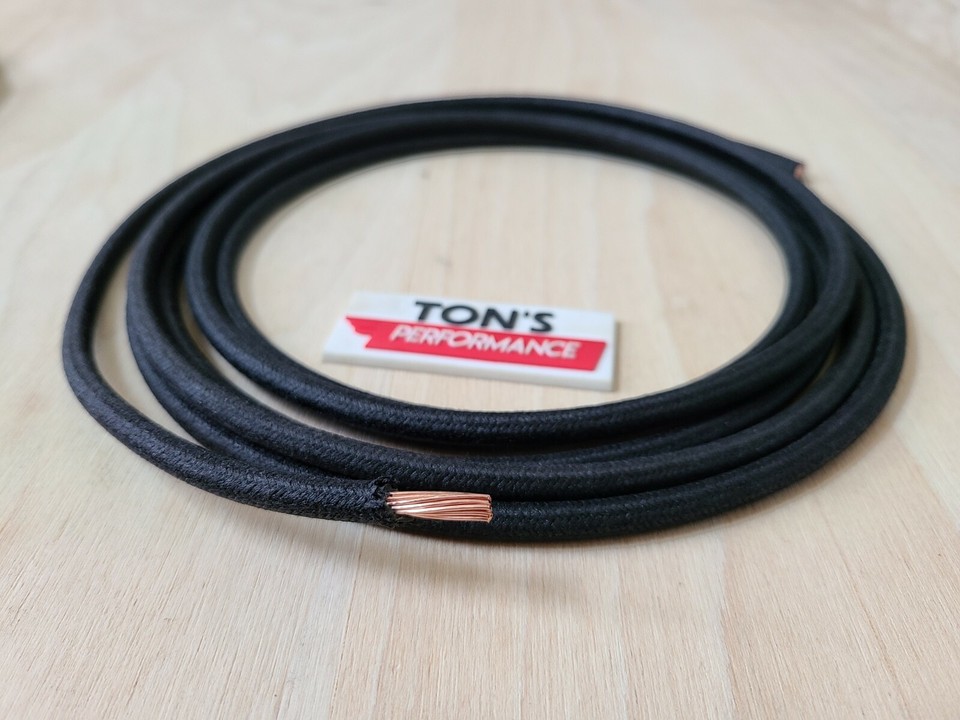 10 feet Vintage Braided Cloth Covered Primary Wire 8 gauge 8ga ga Solid ...