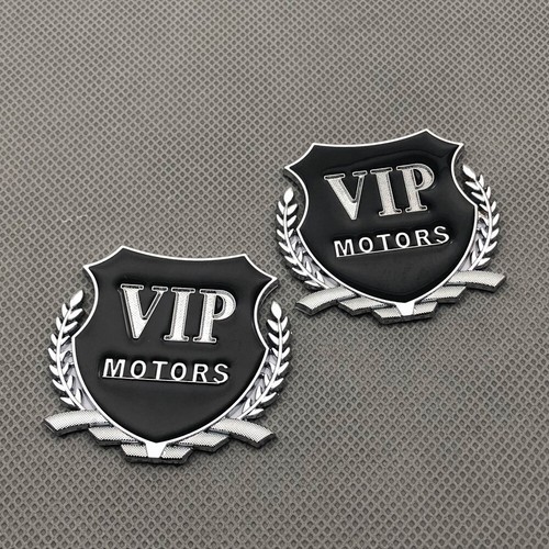 2Pcs Silver Metal Side Fender VIP Badge Sticker Rear Lid Trunk Emblem ...
