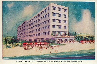 Poinciana Hotel Postcard Vintage Miami Beach Cabana Club | eBay