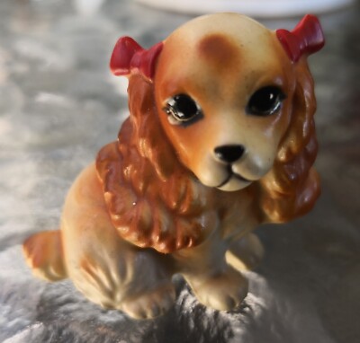 Vintage Josef Originals HTF Cocker Spaniel Puppy Dog Red Bows Miniature ...