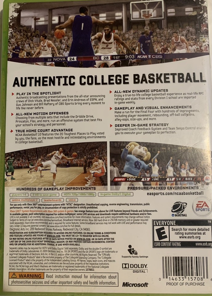 NCAA Basketball 10 (Microsoft Xbox 360, 2009) 14633157086 | eBay