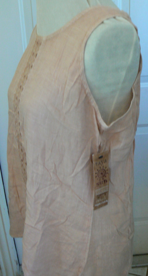NWT! Raya Sun 55% linen/45% cotton sleeveless pale coral women's top S ...