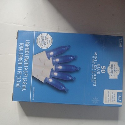 Holiday Time 50 Count LED Blue Mini Holiday String Lights - NEW | eBay
