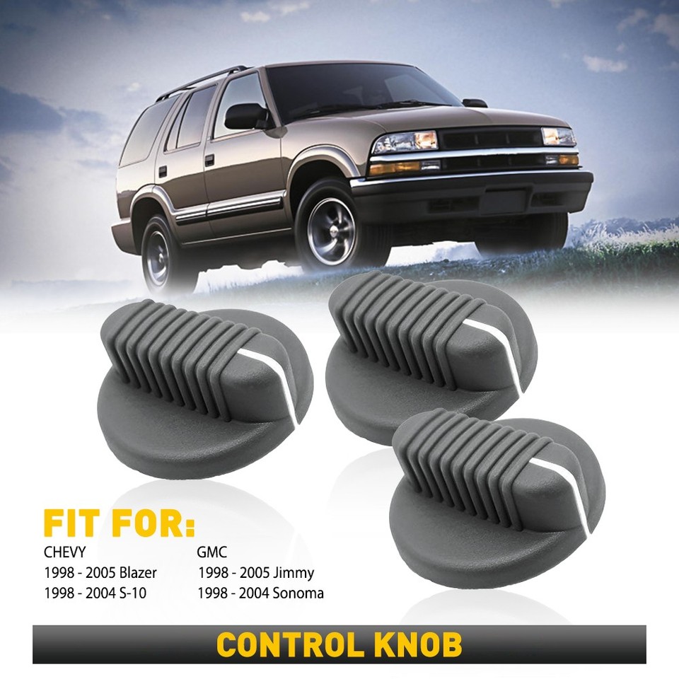 3x AC Heat HVAC Control Knob Set Gray 98-04 Fit S10 Pickup Blazer ...