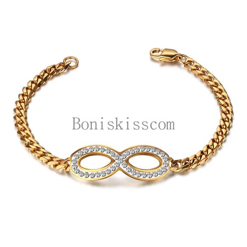 Infinity Symbol Charm Braided Chain Stainless Steel Bangle Bracelet ...