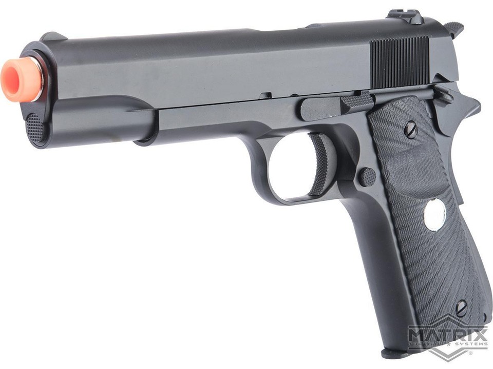Matrix x Full Metal M1911A1 Gas BB Airsoft Pistol (Black/Eagle Wing ...