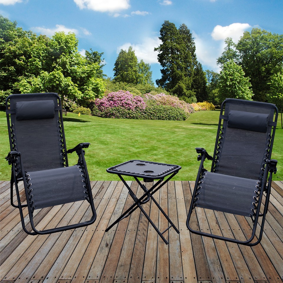 RECLINING SUNLOUNGER ZERO GRAVITY ROCKER FOLDING CHAIR SUN BED SUN ...