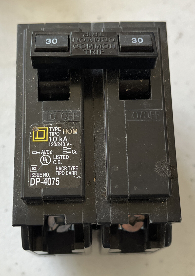 SQUARE D 2 Pole 30 Amp HACR Type Circuit Breaker Type HOM | eBay
