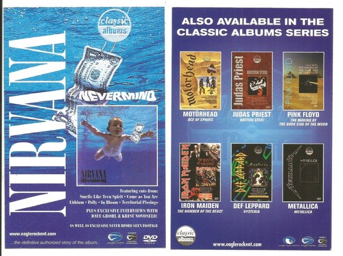 NIRVANA Rare 2004 PROMO POSTCARD 4x6 for Nevermind DVD Iron Maiden PINK ...