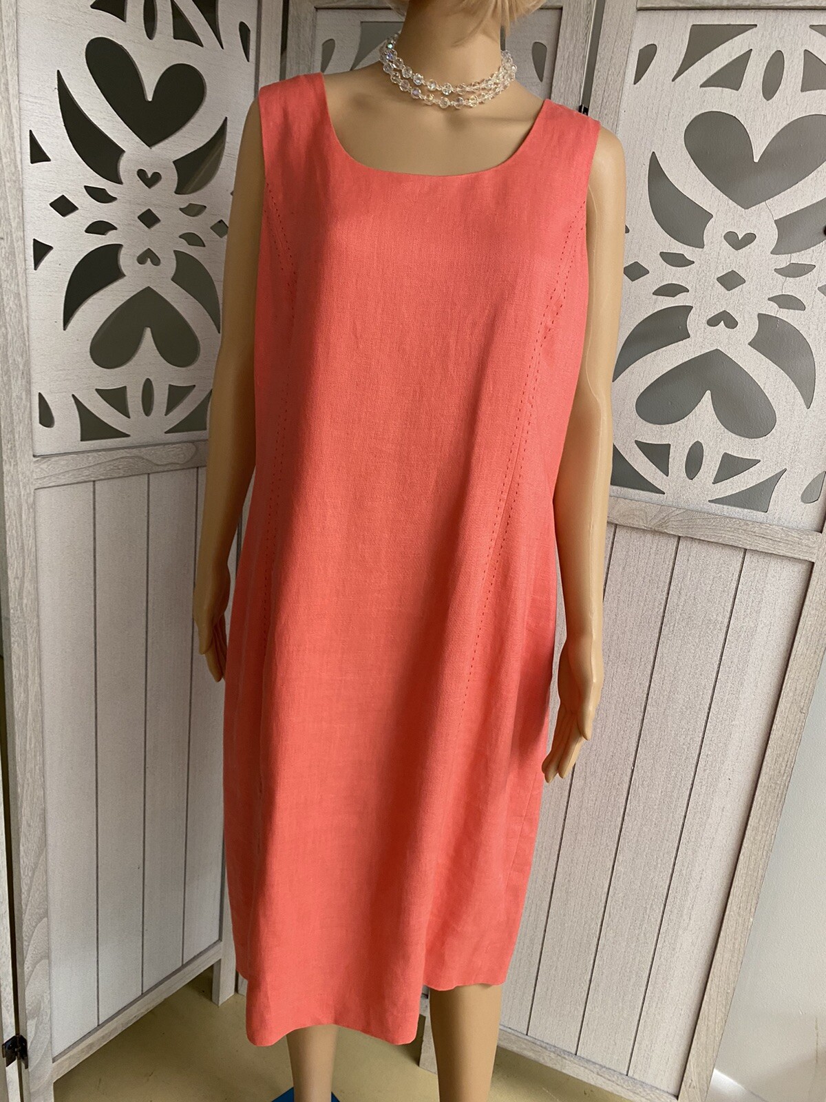 Anne Klein Coral Dress & Jacket Set Linen Size 14 - Gem