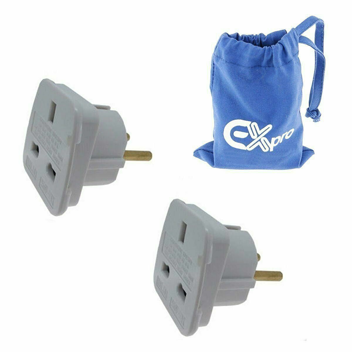 Ex-Pro® 2 Pack Travel Adapter Converts UK Plugs to Guinea Hungary ...