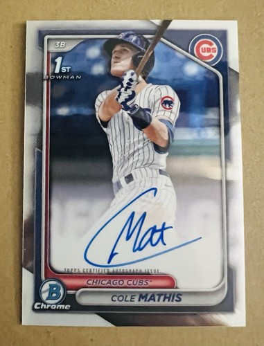 COLE MATHIS 2024 BOWMAN DRAFT 1ST CHROME AUTO #CPA-CMS - CUBS (RC) | eBay