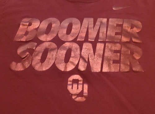 Nike OU Oklahoma Sooners Boomer Sooner T Shirt Mens Medium Red Short Sleeve | eBay