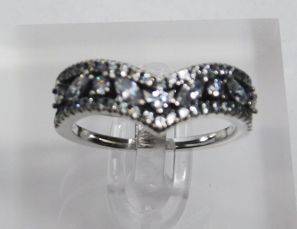 Authentic Pandora Ring, Sparkling Marquise Double Wishbone, Clear CZ ...