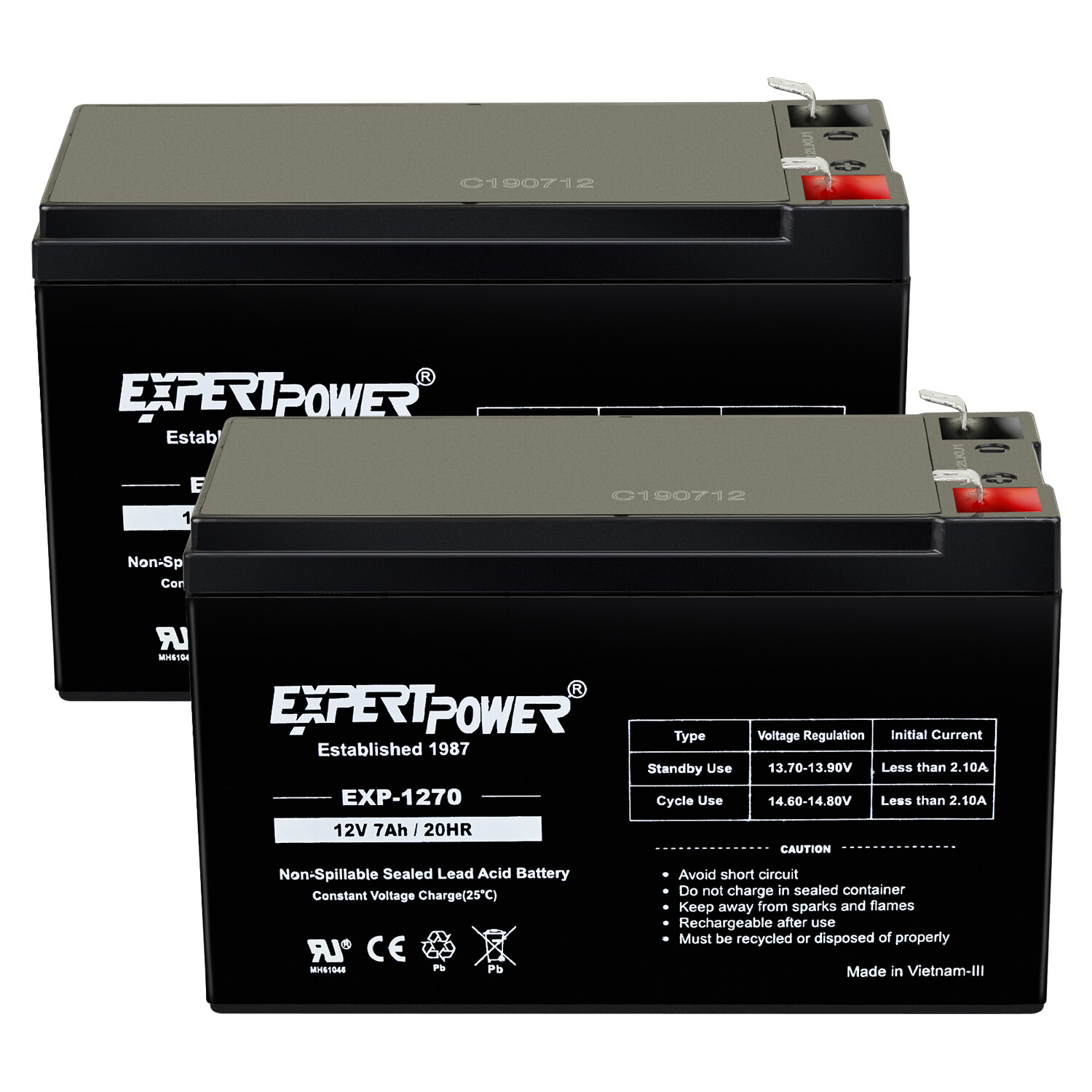 2 Pack-12V 7AH BATTERY REPL. WERKER WKA12-7.5F WKA12-7.5 F1 .187 EACH ...