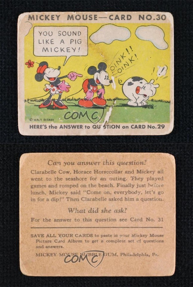 1935 Gum Inc Mickey Mouse R89 You Sound Like a Pig Mickey! #30 | eBay