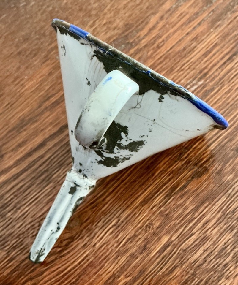 Vintage Elite Austria Stamped Enamelware White Navy Small Funnel Rare 4 ...