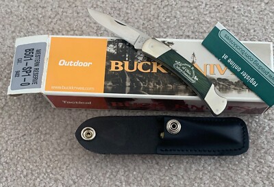 BUCK 501 GREEN SQUIRE WESTERN RESERVE KNIFE W/ SHEATH NEVER USED IN BOX ...
