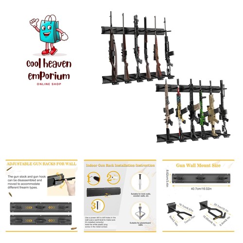 Gun-Rack,Adjustable Gun-Rack-Wall-Mount,Heavy Duty Steel Gun-Rack-for ...