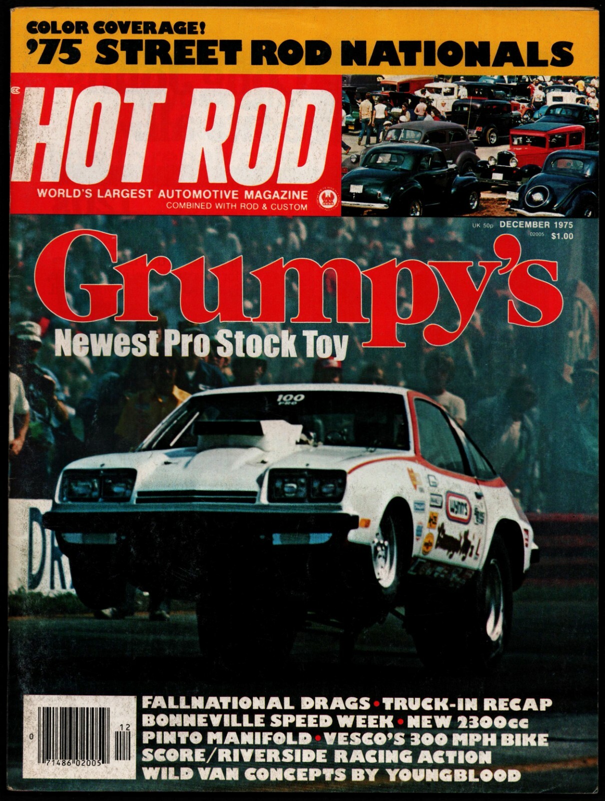 DECEMBER 1975 HOT ROD MAGAZINE, BILL JENKINS PRO STOCK MONZA, STREET ...