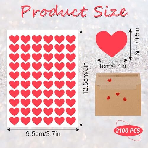 2100 Pcs Heart Stickers for Kids 1/2 Inch Mini Red Heart Stickers Self ...