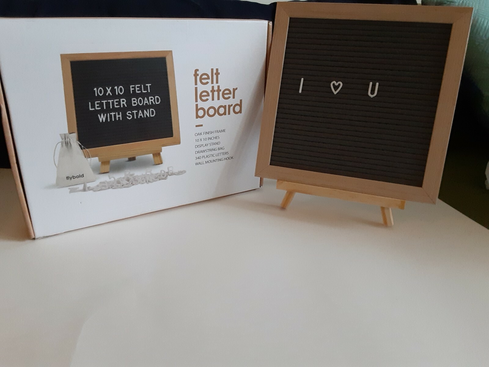 Felt Letter Board 10 x 10 Inches With Wooden Oak Brown Tripod Stand And ...
