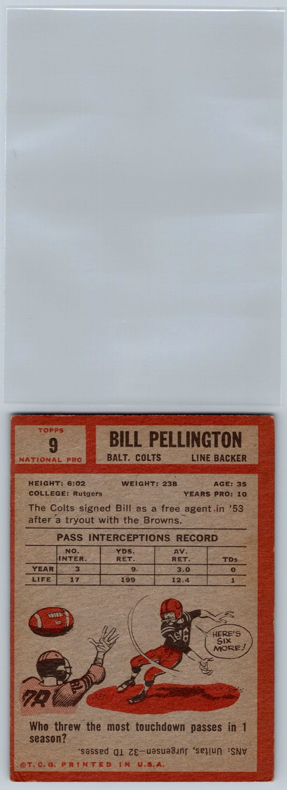 1962 Topps - #9 Bill Pellington for sale online | eBay