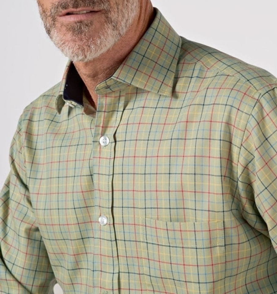 Colourful Green Tattersall Shirt Peter Christian 100% Cotton | eBay UK