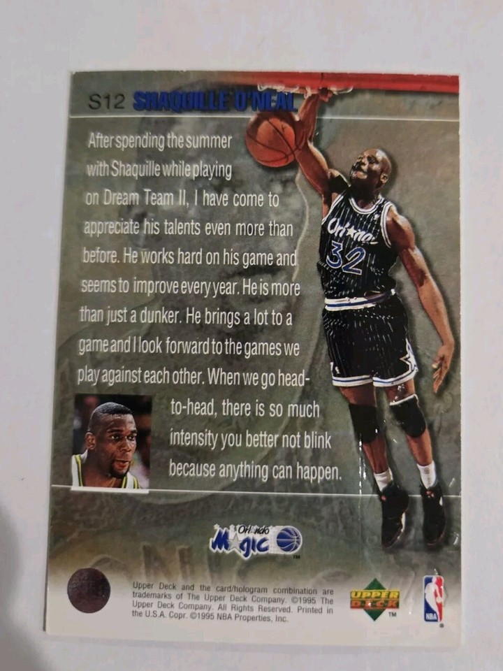 SHAQUILLE O'NEAL , 1995 UPPER DECK NBA , KEMP SLAM DUNK STARS INSERT ...
