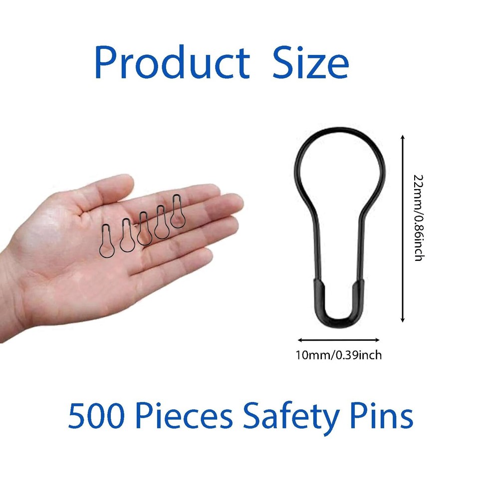500Pcs Black Safety Pins 0.8" Metal Bulb Pins Gourd Pin Clothing Tag ...