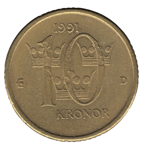 1991 Sweden Carl XVI Gustaf 10 Kronor Coin | eBay