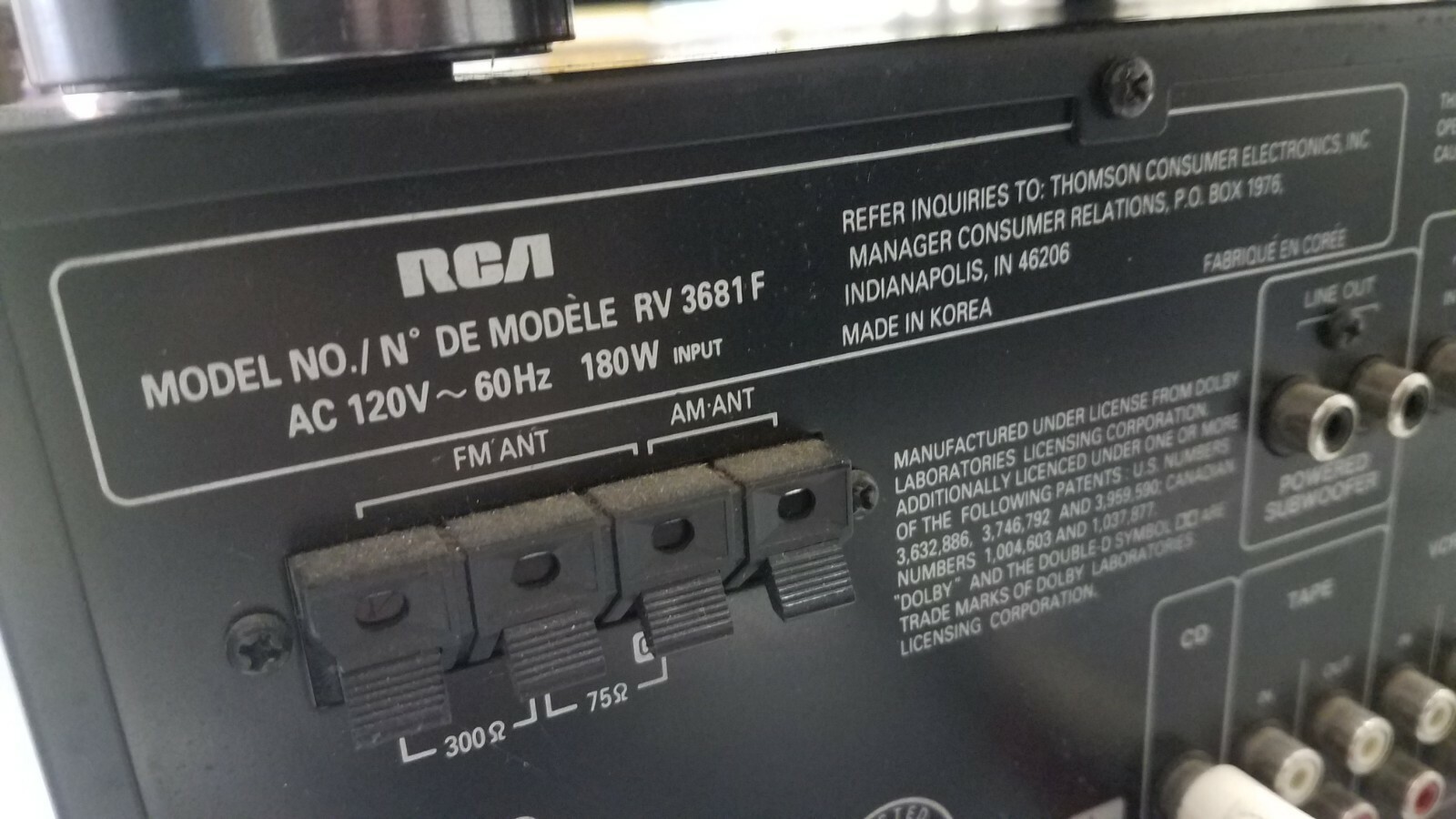 RCA RV 3681 F receiver, audio and video, surround sound, AV | eBay