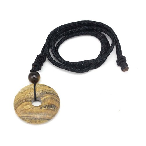 Natural Healing Crystal Quartz Gem Lucky Coin Donut Reiki Stone Pendant ...