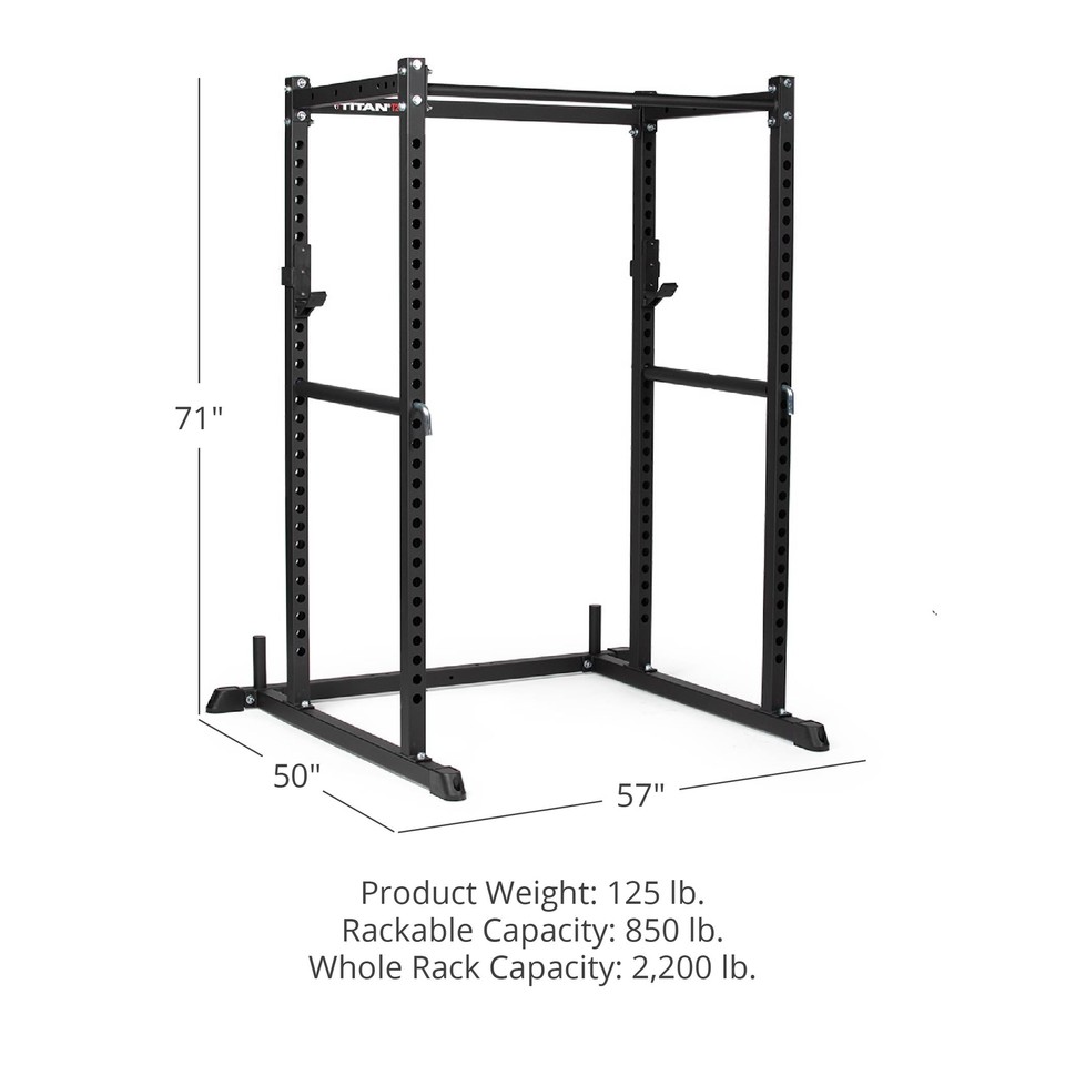 Titan Fitness T-2 Series Short 71" Black Power Rack, 850 LB Rackable ...