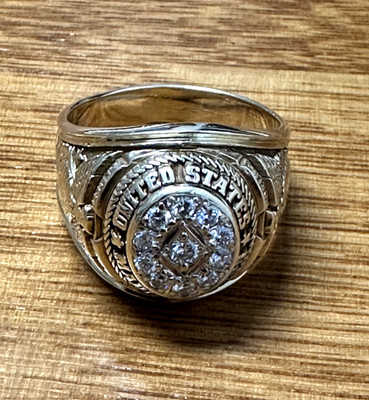 14k Yellow Gold Marine Corps Ring With Diamonds 19 Grams 12.2 DWT | eBay