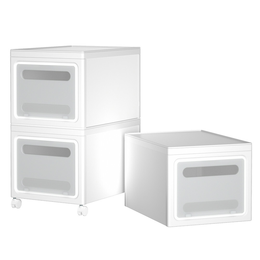 3 Drawers Storage Containers Plastic Organizer Lids Stackable Box Bins ...