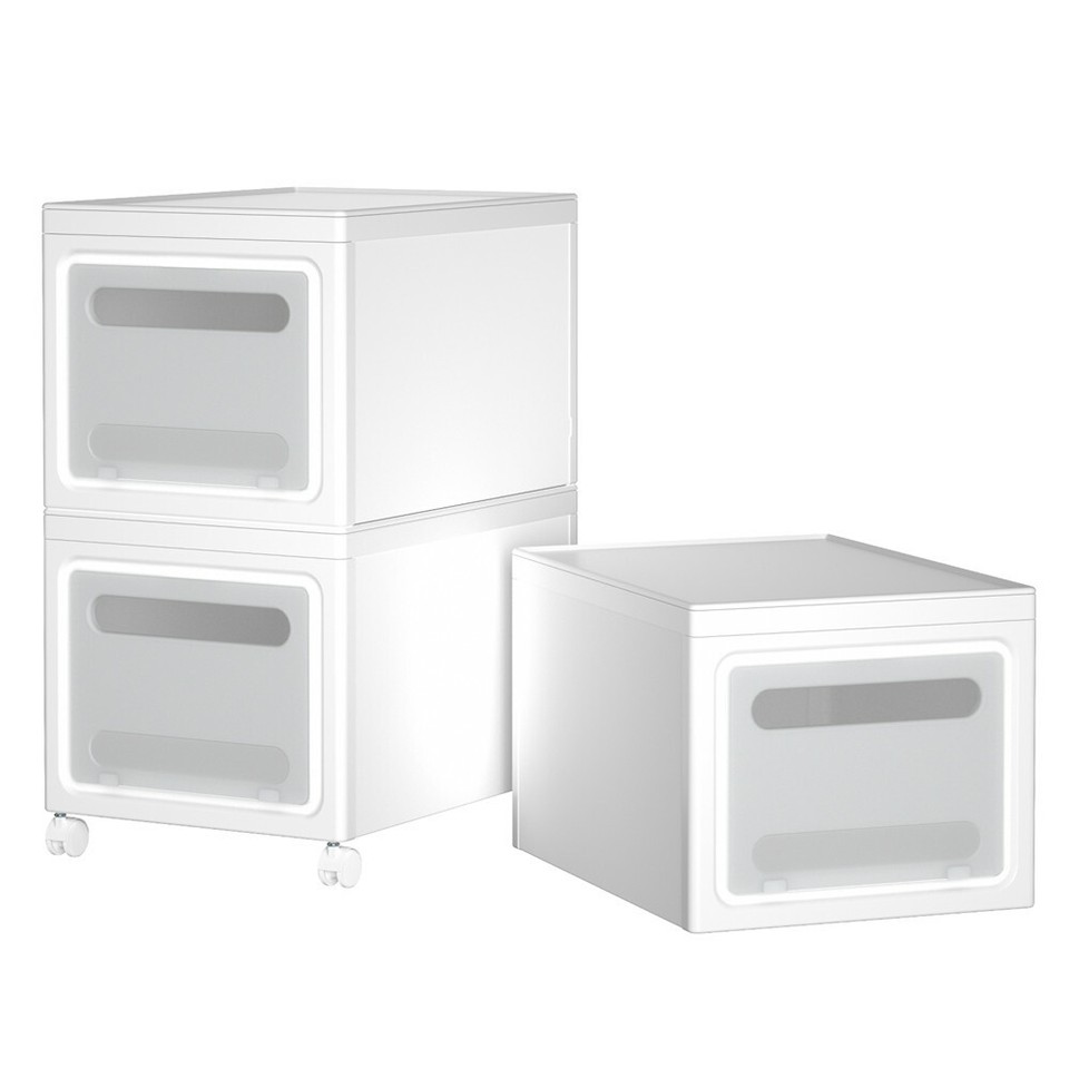 3 Drawers Storage Containers Plastic Organizer Lids Stackable Box Bins ...