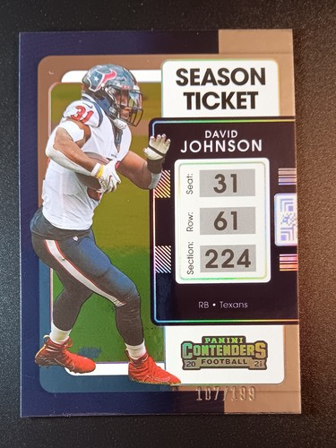 2021 Panini Contenders David Johnson Season Ticket /199 #40 Houston ...