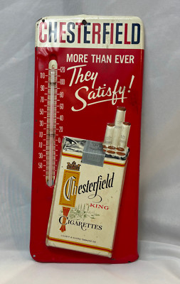Vtg Chesterfield Cigarette Advertising Thermometer Tin Sign Liggett ...