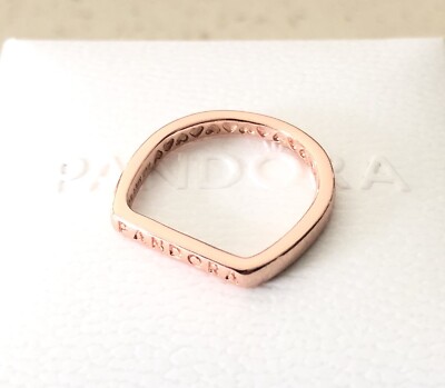 Pandora Logo Bar Stacking, Rose Gold, Ring #189048C00 +HINGED BOX ...