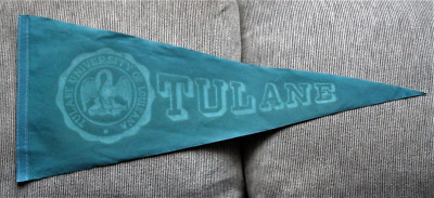 orig. 1960's TULANE UNIVERSITY GREEN WAVE **Vintage Pennant** Soft Felt ...