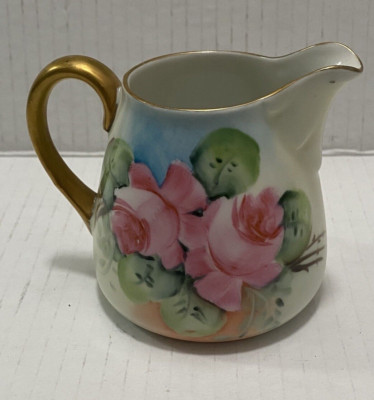 Vintage Porcelain Floral Creamer Pitcher 3 1/2 inch tall Marked Printed ...