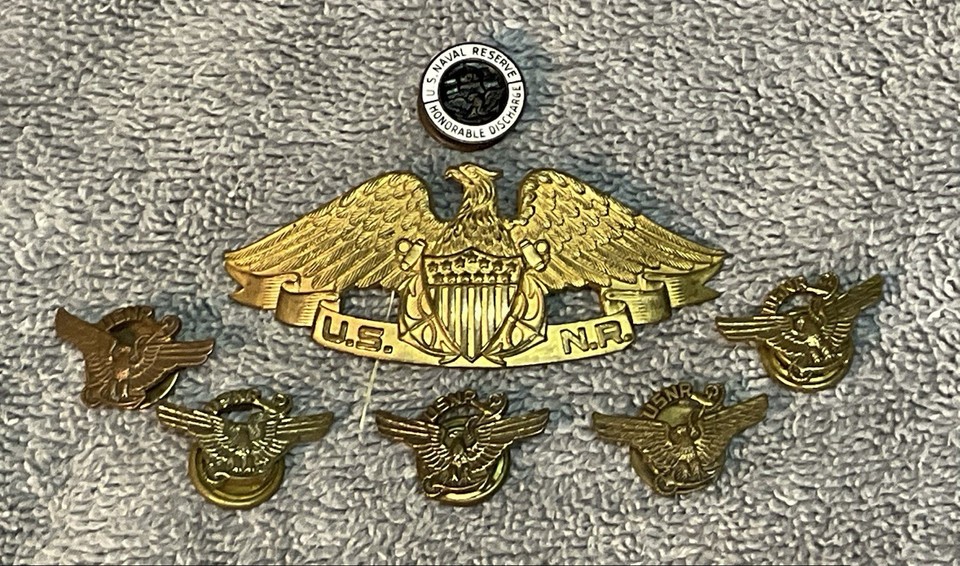 (7) Vtg WWII US NAVY Naval Reserve USNR Merchant Marine Badge Pin ...
